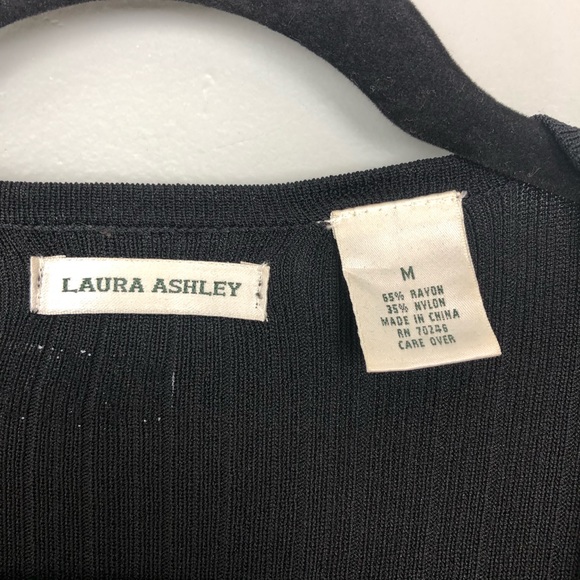 Laura Ashley | Sweaters | Laura Ashley Black Ribbed Cardigan With ...